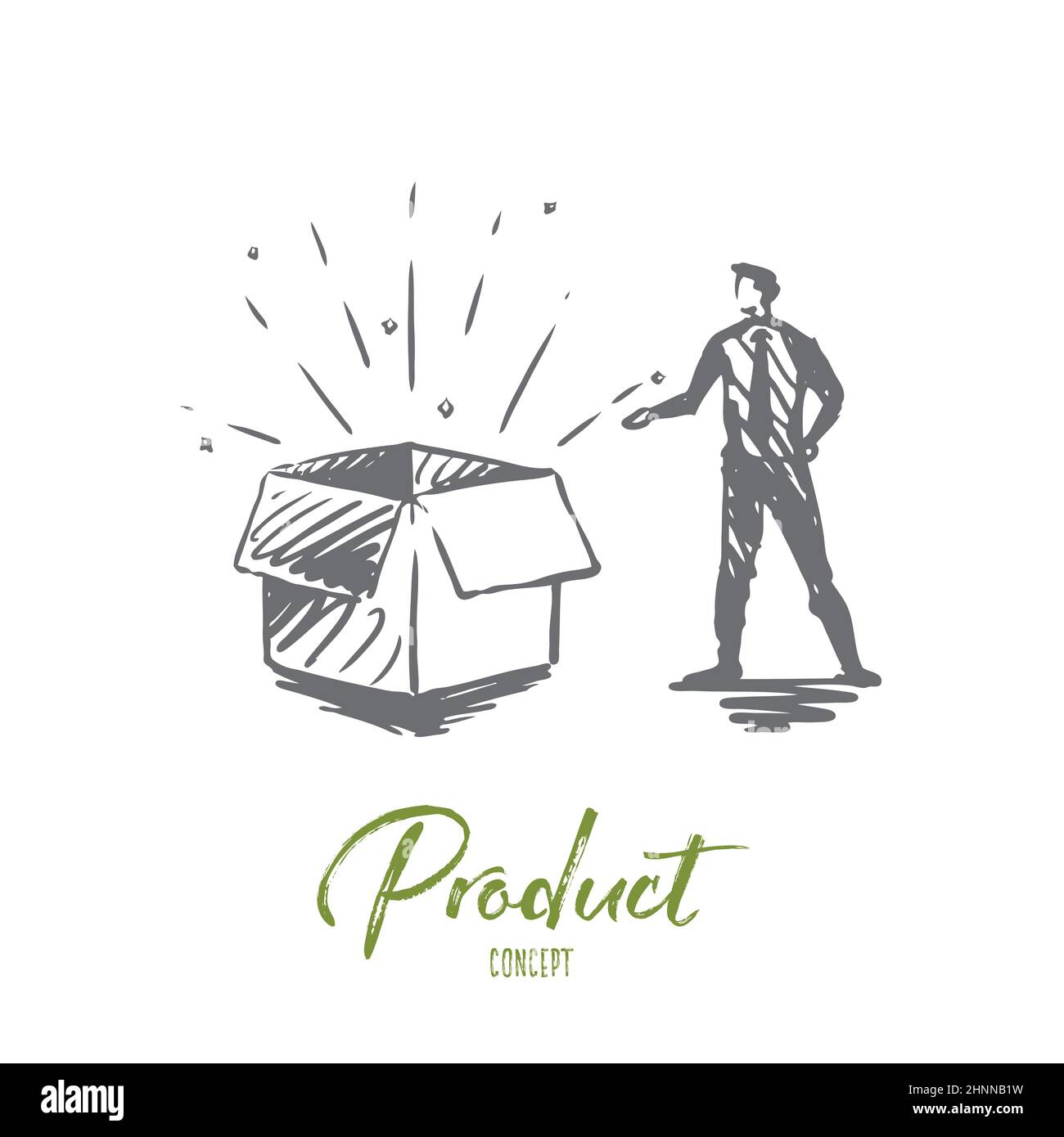 Product, buy, business, shop, commerce concept. Hand drawn customer and ...