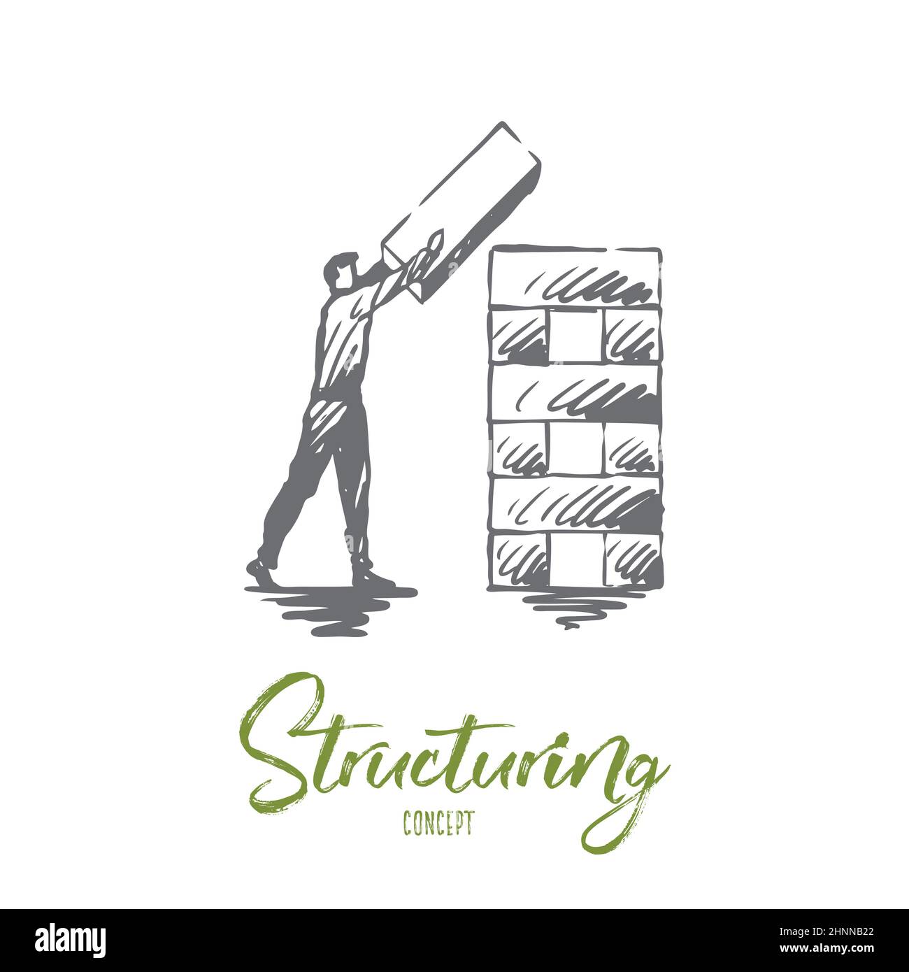 Structuring, element, organization, corporate concept. Hand drawn man ...