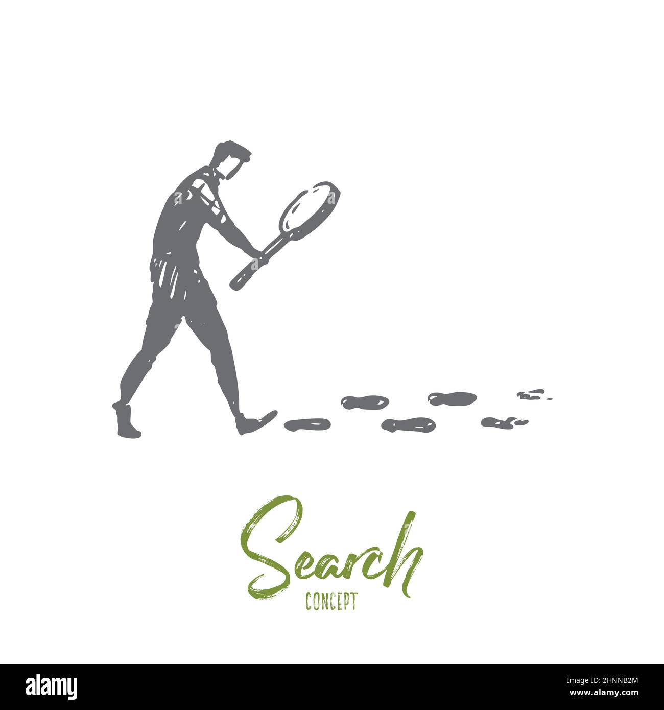 Search, magnifier, detective, glass, internet concept. Hand drawn ...