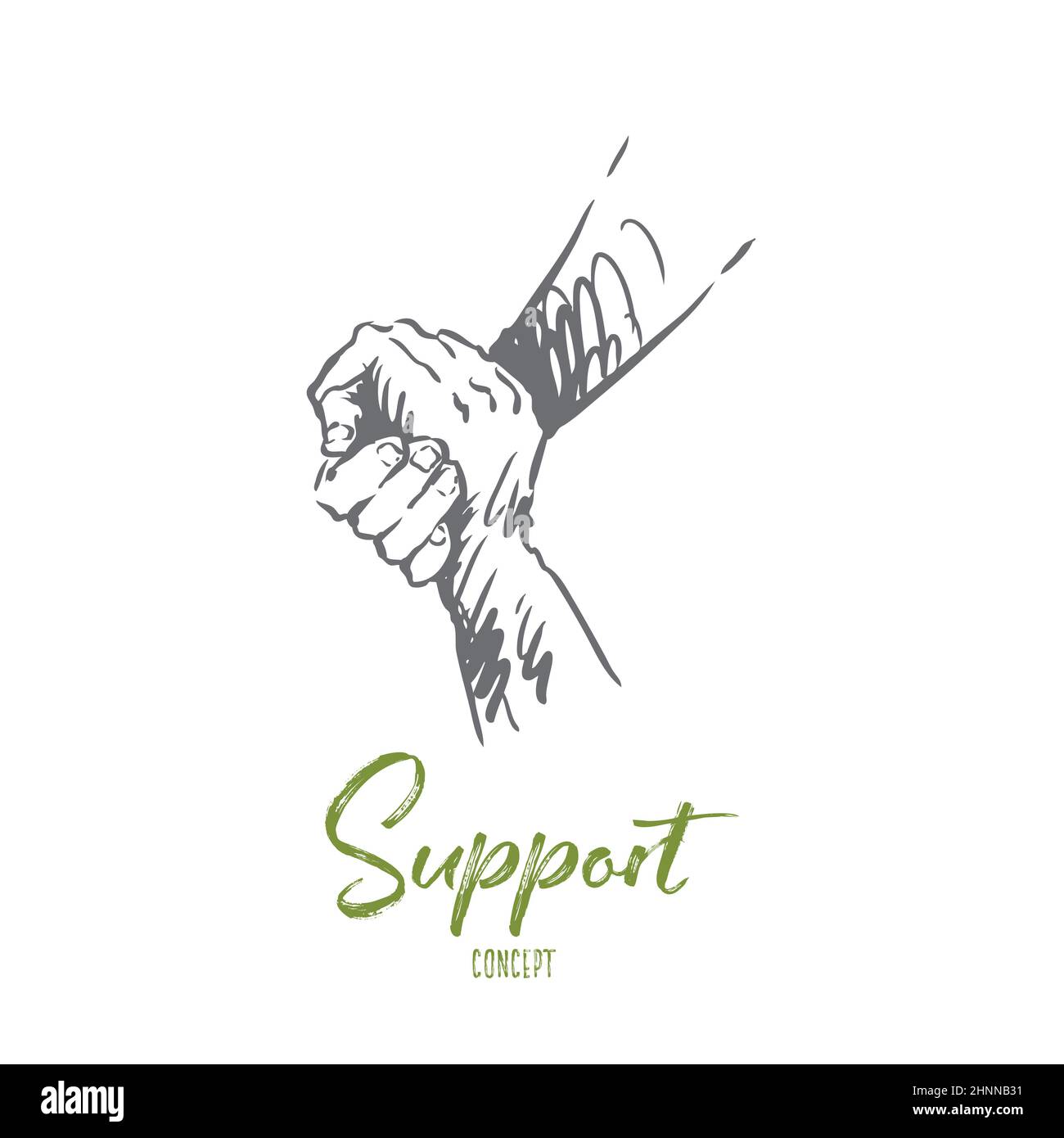 Support, help, friendship, together, people concept. Hand drawn human ...