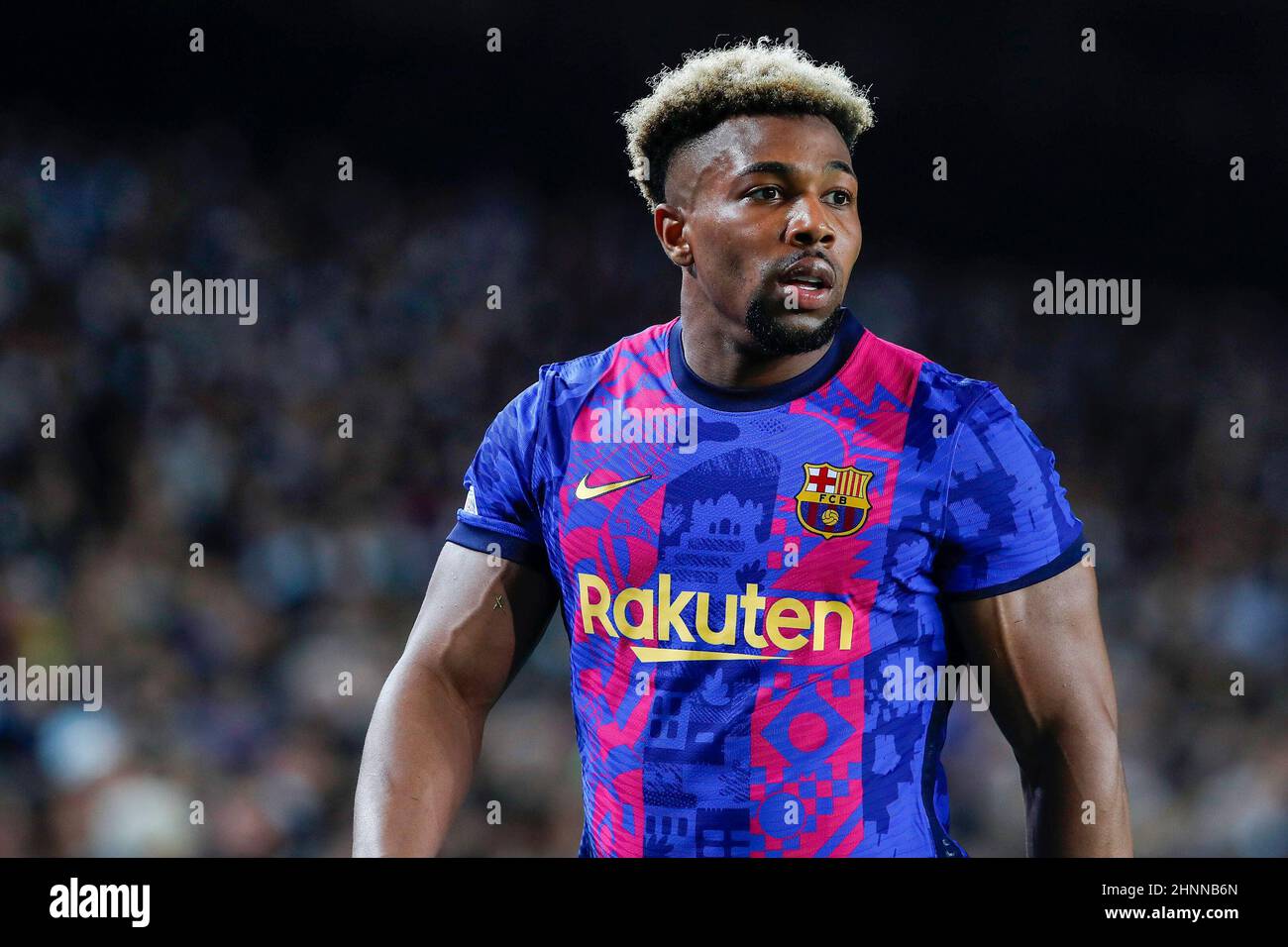 BARCELONA, SPAIN - FEBRUARY 17: Adama Traore of FC Barcelona during the ...