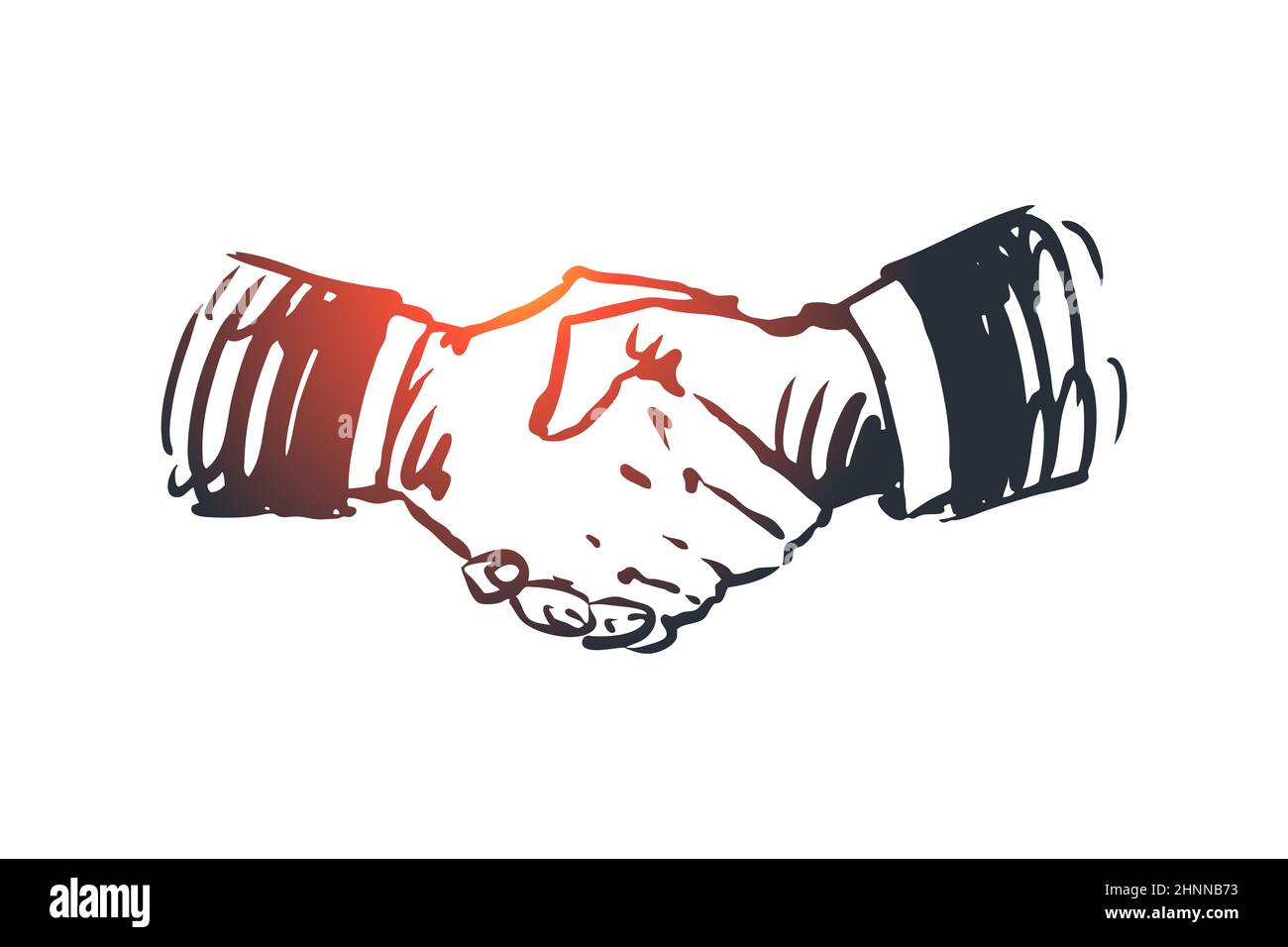 Commitment, hand, deal, business, partnership concept. Hand drawn hand ...