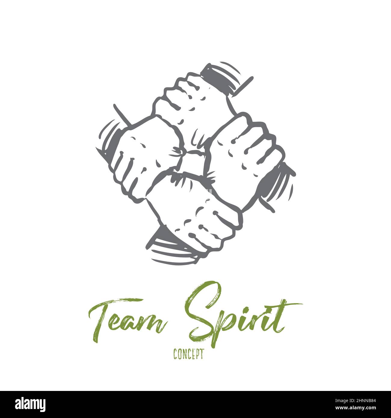 Team spirit, together, connection, partnership concept. Hand drawn hand ...