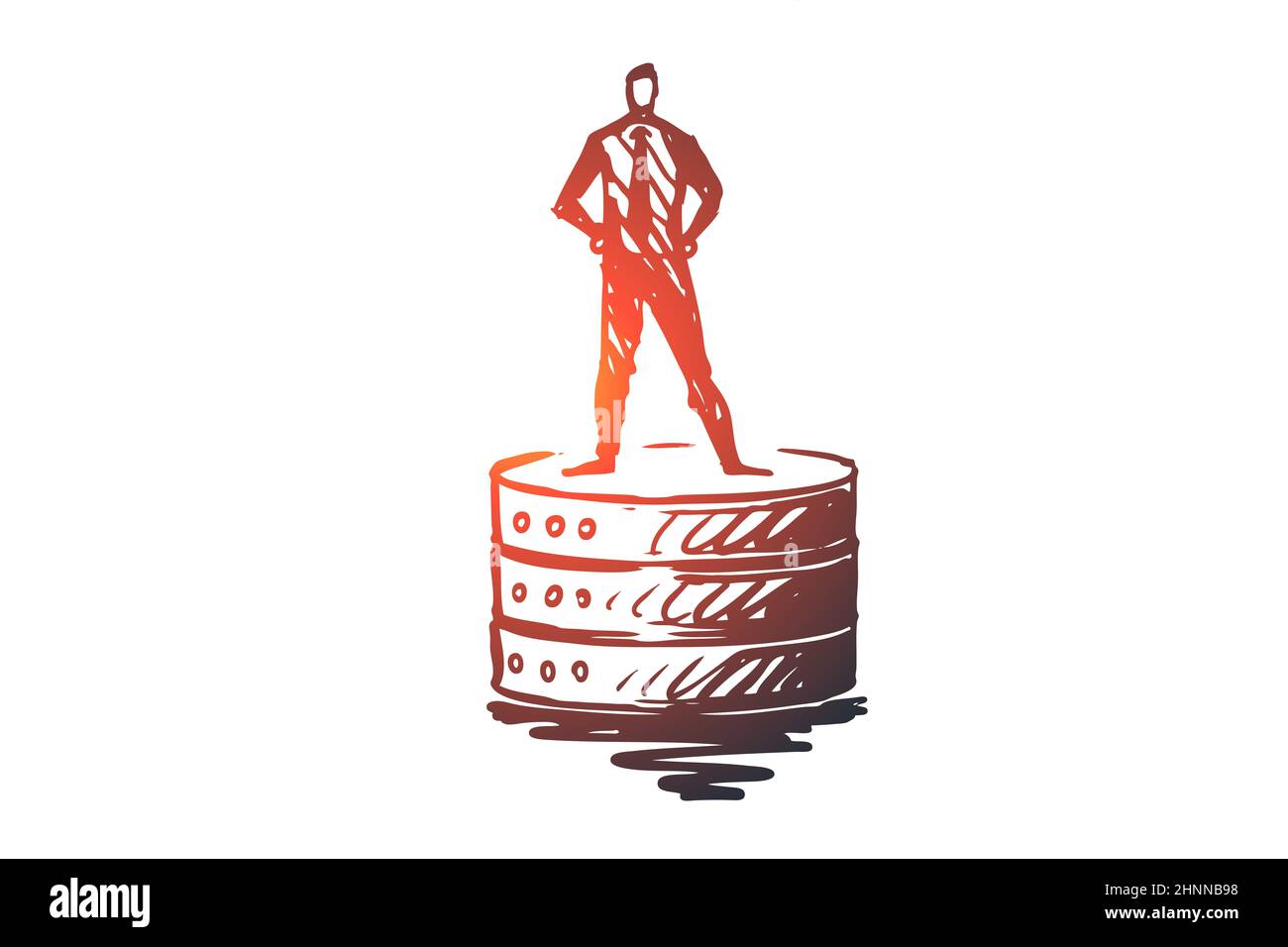 Database, backup, server, software, tool concept. Hand drawn man ...