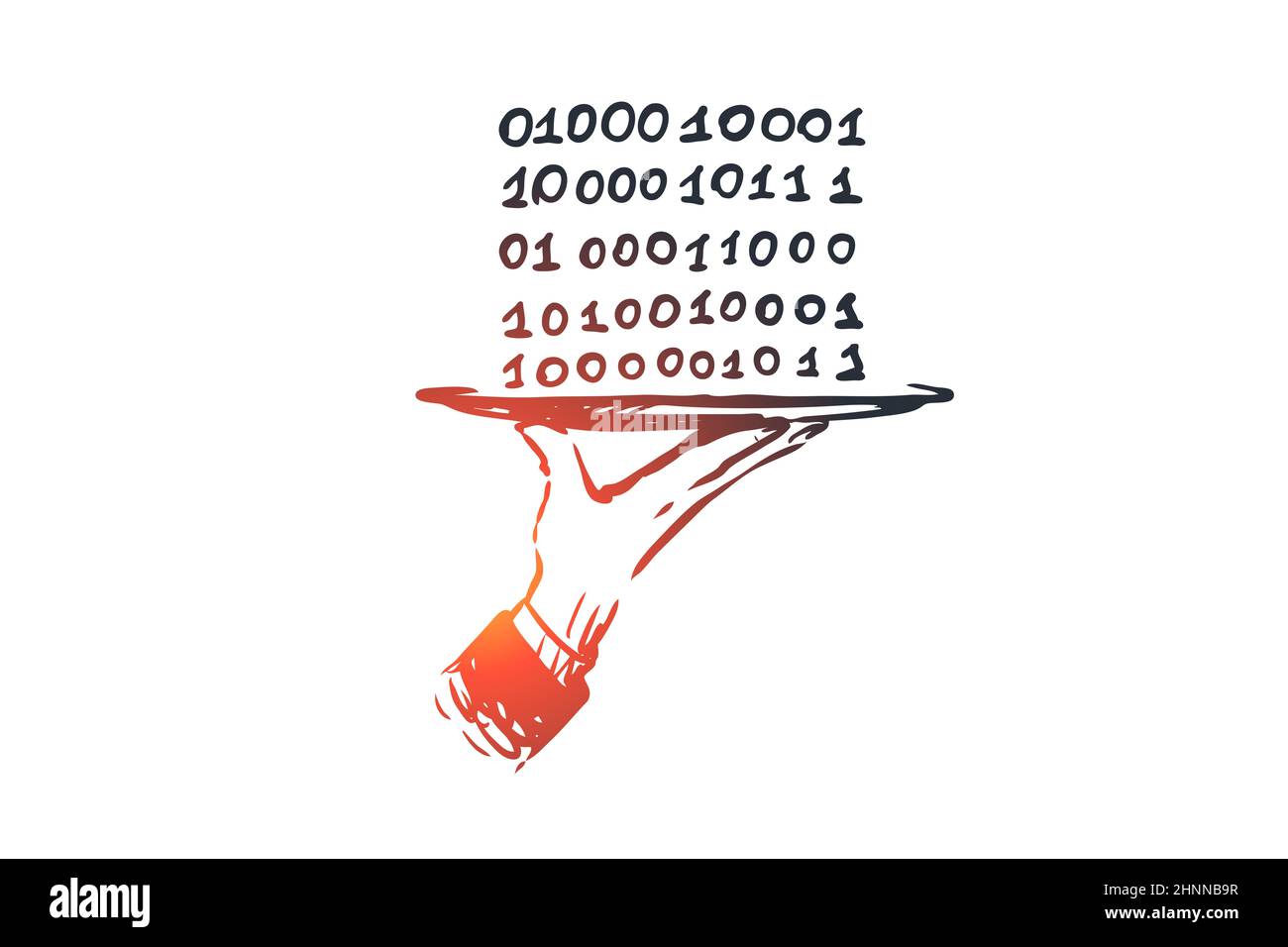 Data, digital, abstract, code, binary concept. Hand drawn digits zero ...