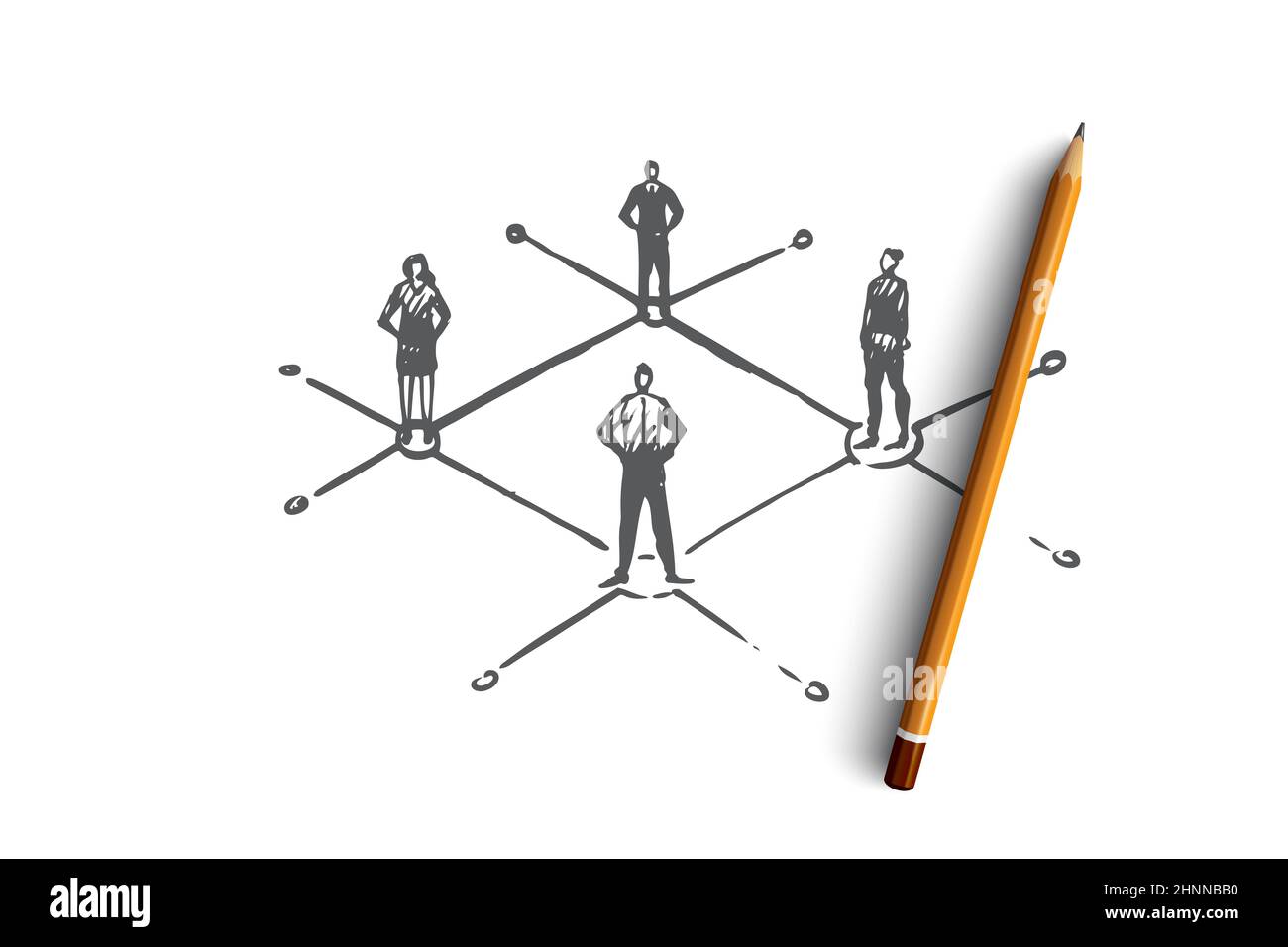 Communication, people, business, group, talk concept. Hand drawn people ...