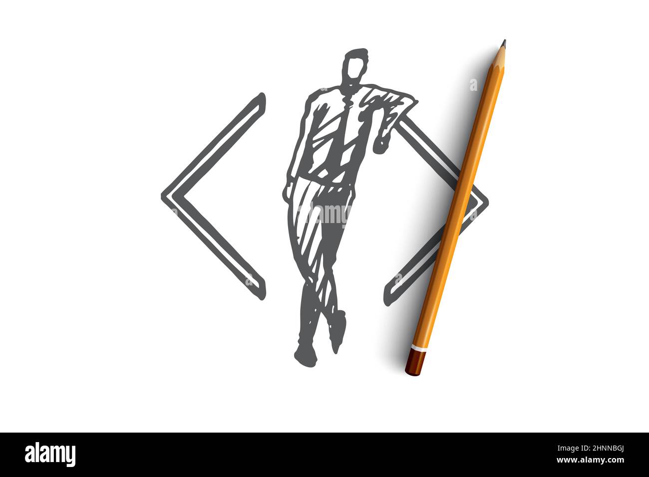 Develop, coding, software, programming, project concept. Hand drawn ...