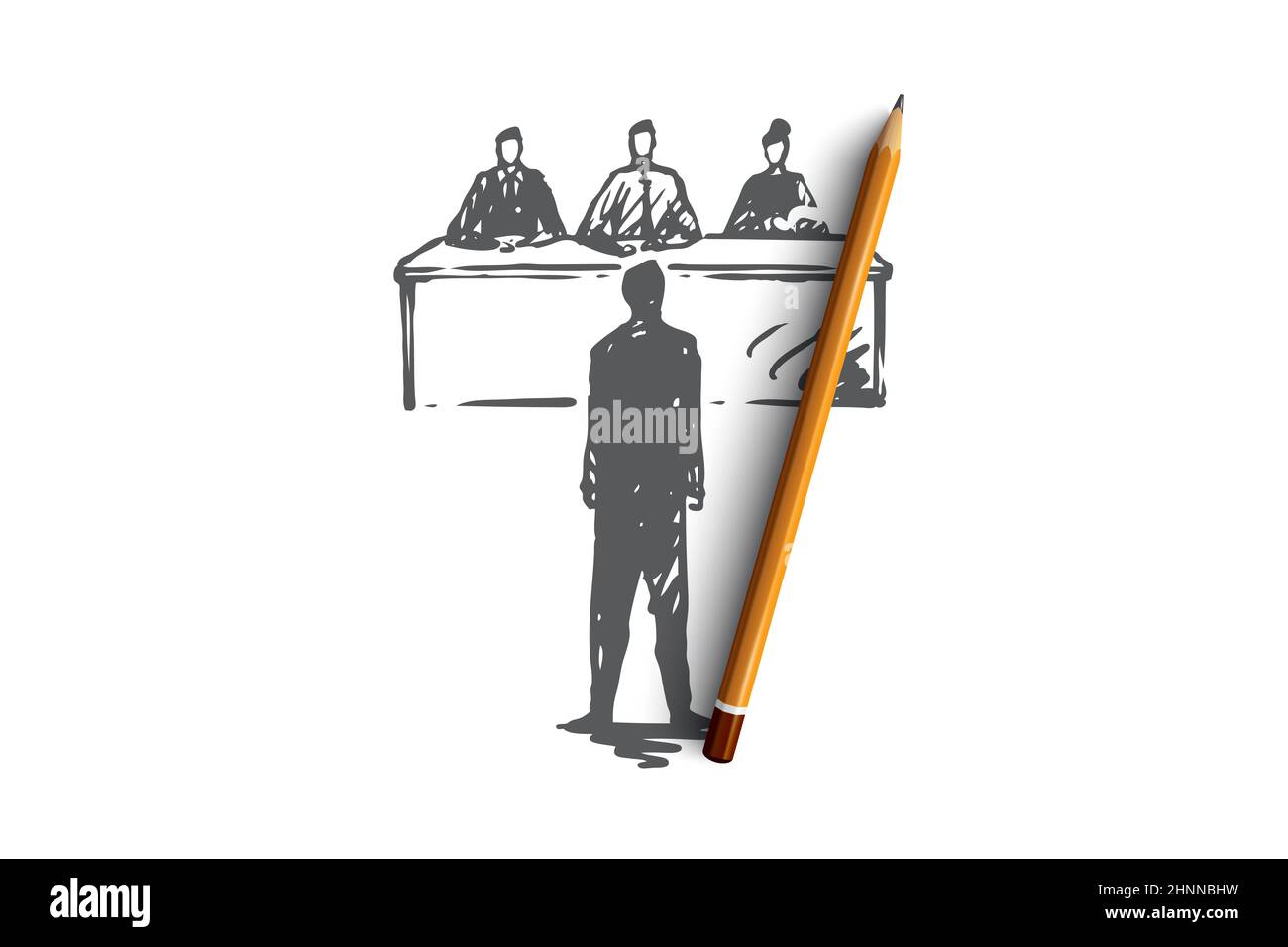 Interview, job, work, meeting, office concept. Hand drawn employee on ...