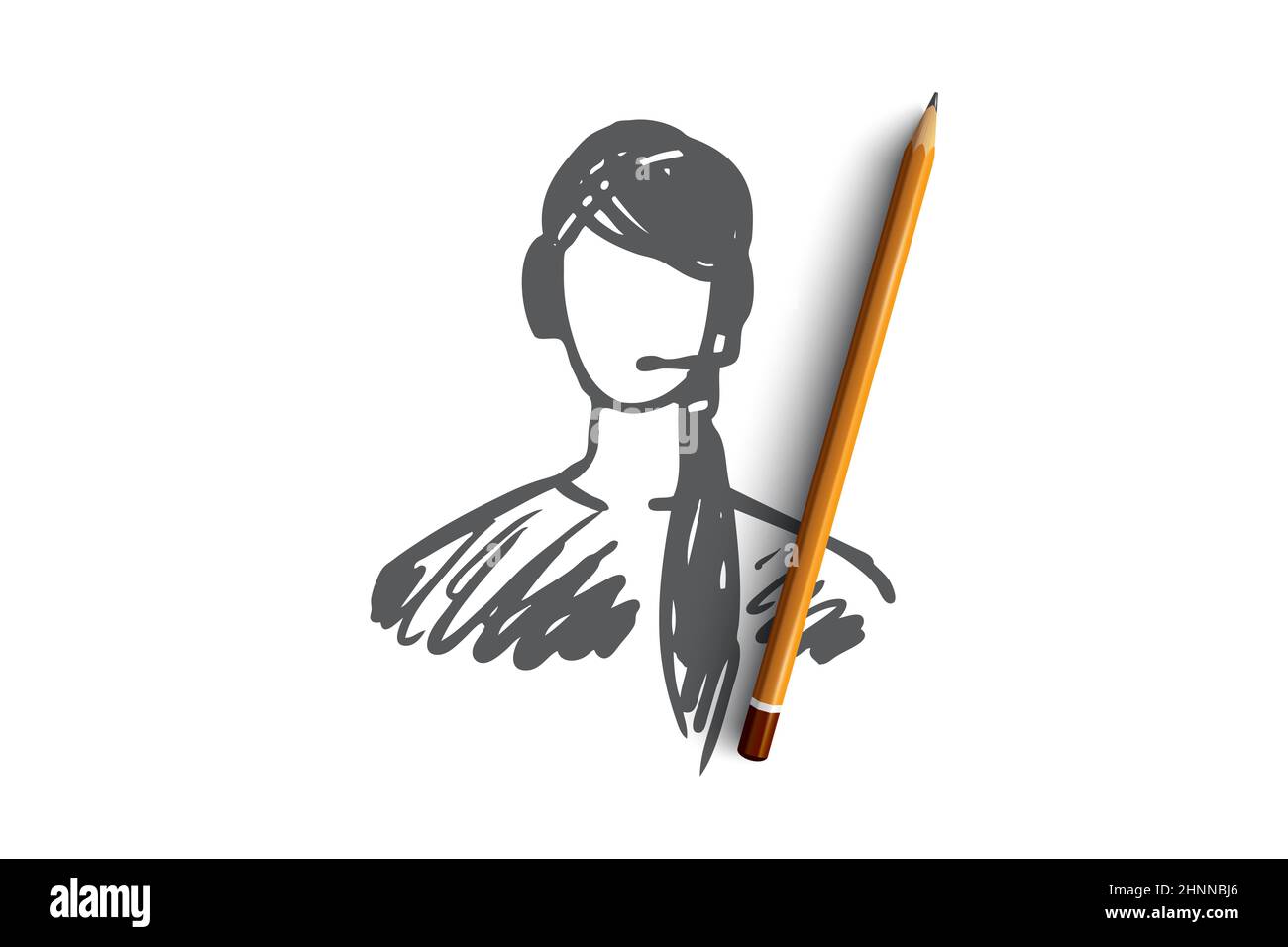 Service, customer, operator, support, help concept. Hand drawn female ...