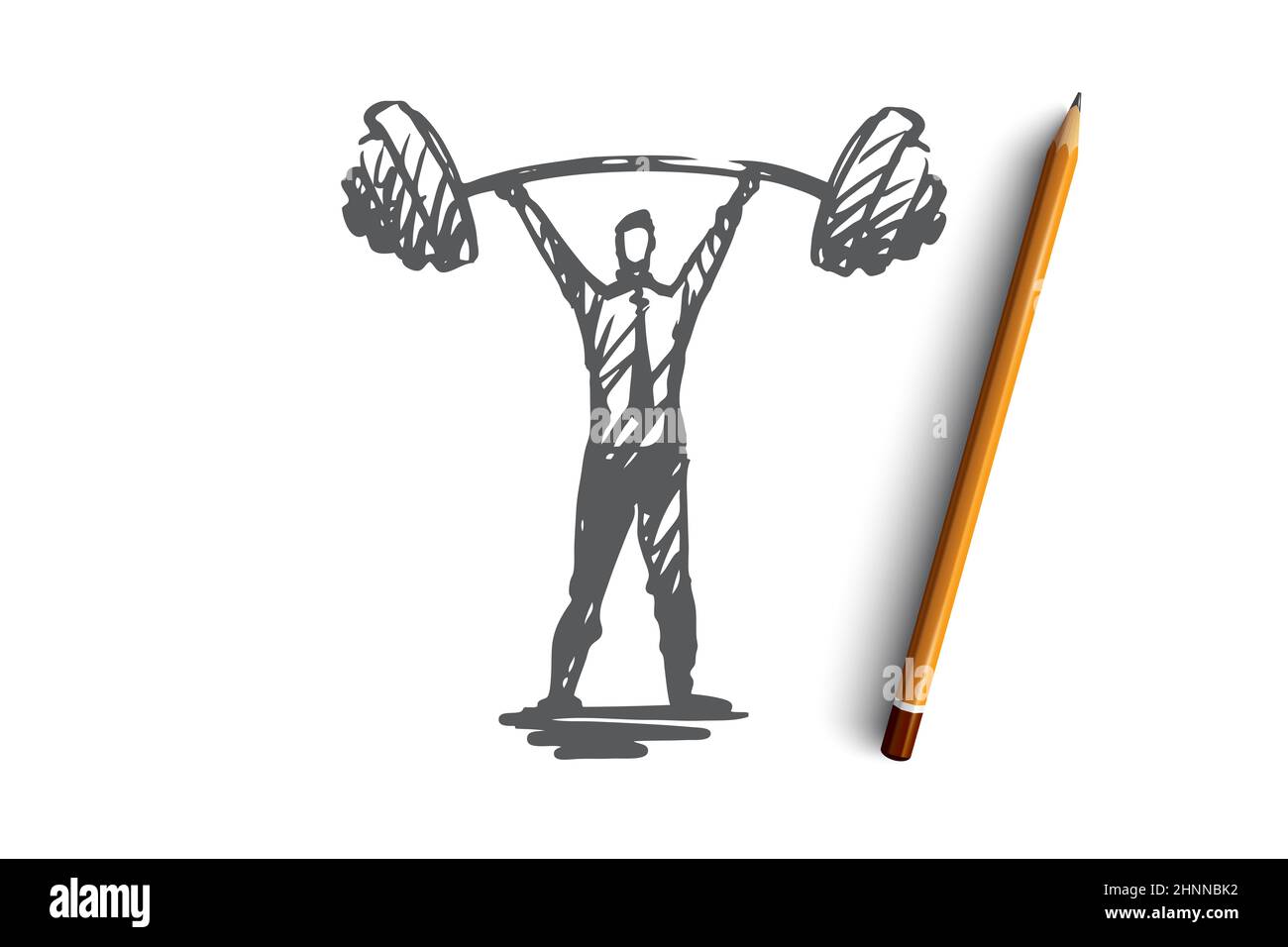 Self-confidence, success, boss, strength, career concept. Hand drawn ...