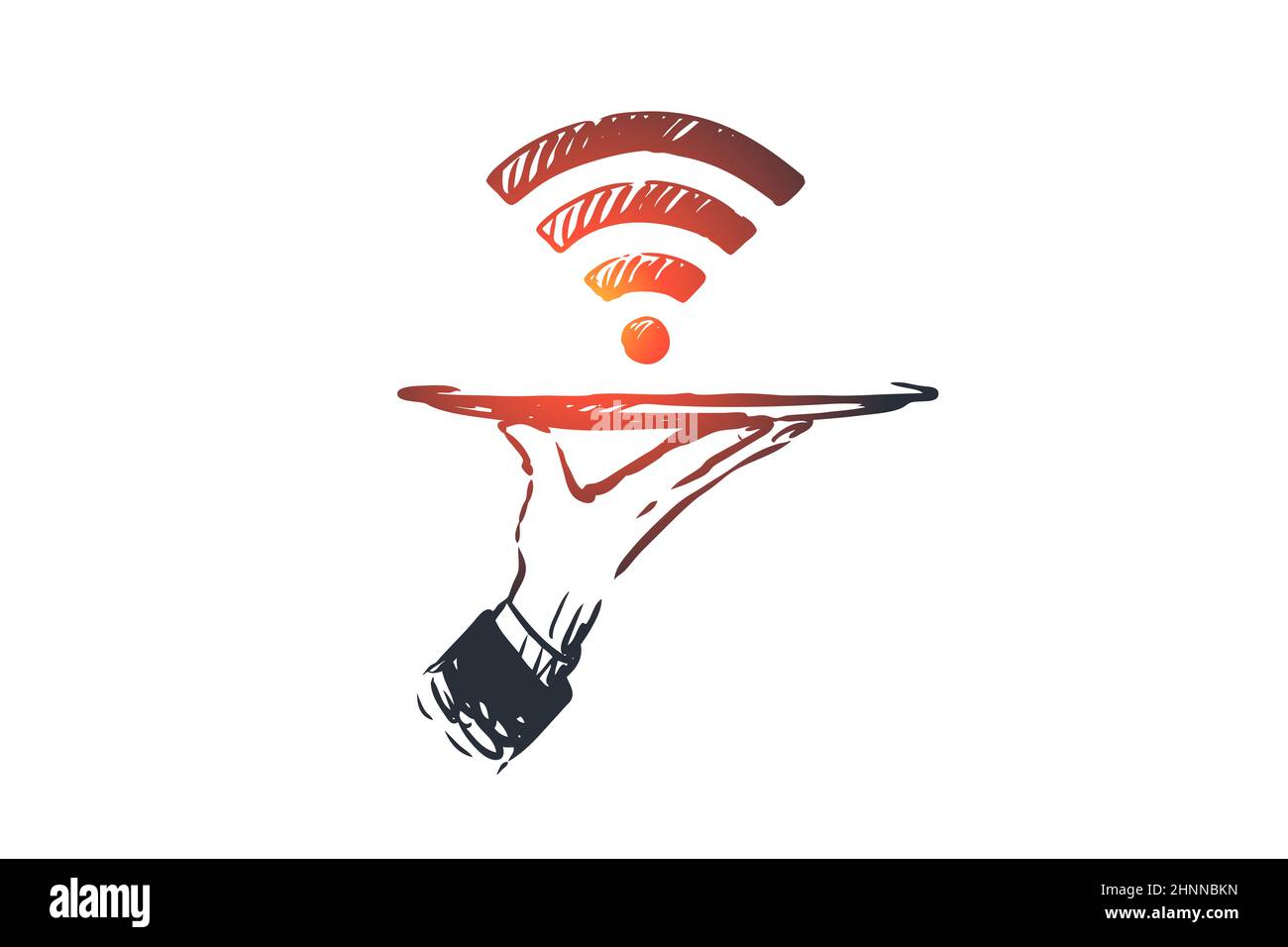 Provider, wi-fi, internet, network, access concept. Hand drawn symbol ...