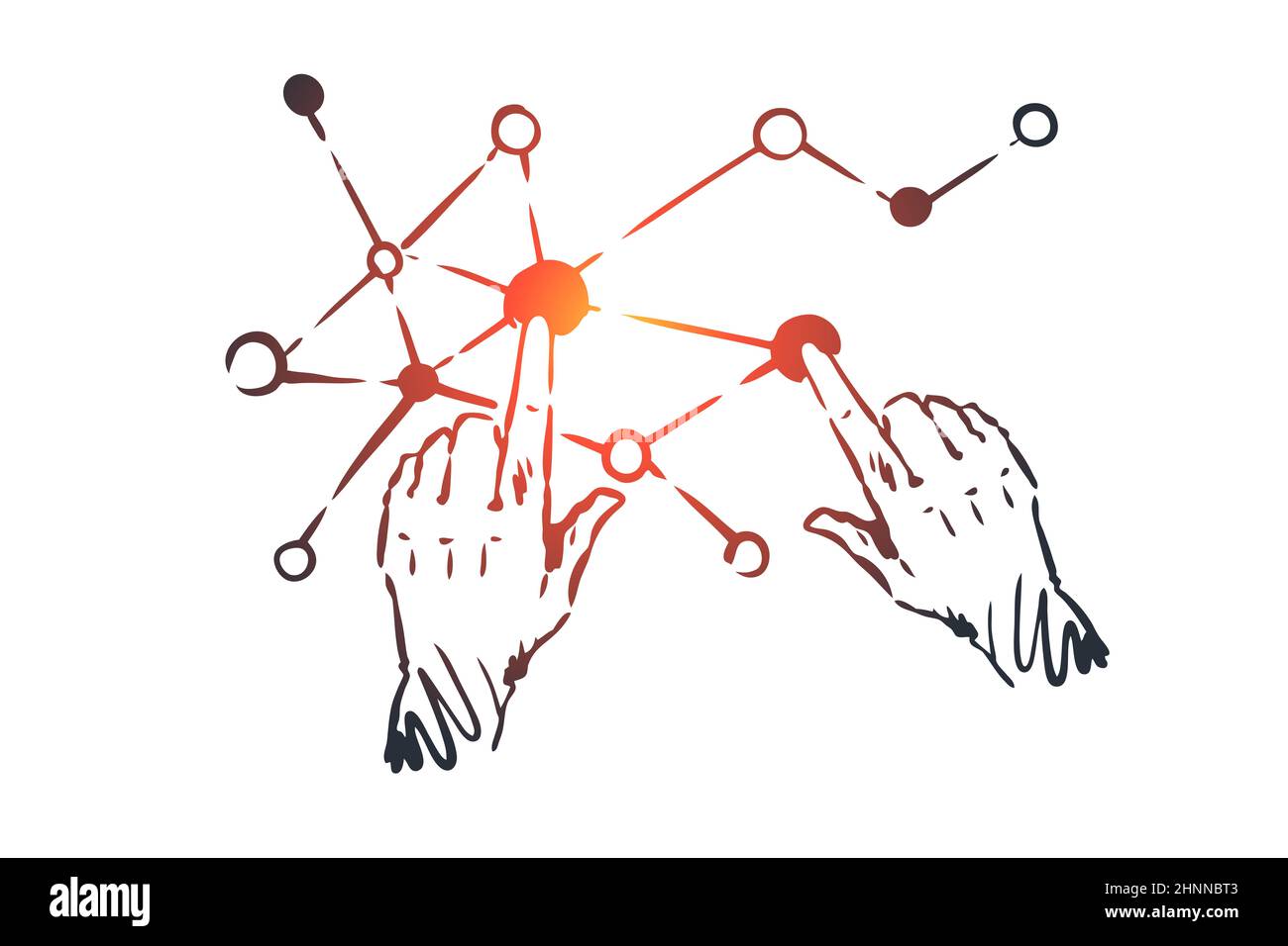Technology, science, communication, digital, interface concept. Hand ...