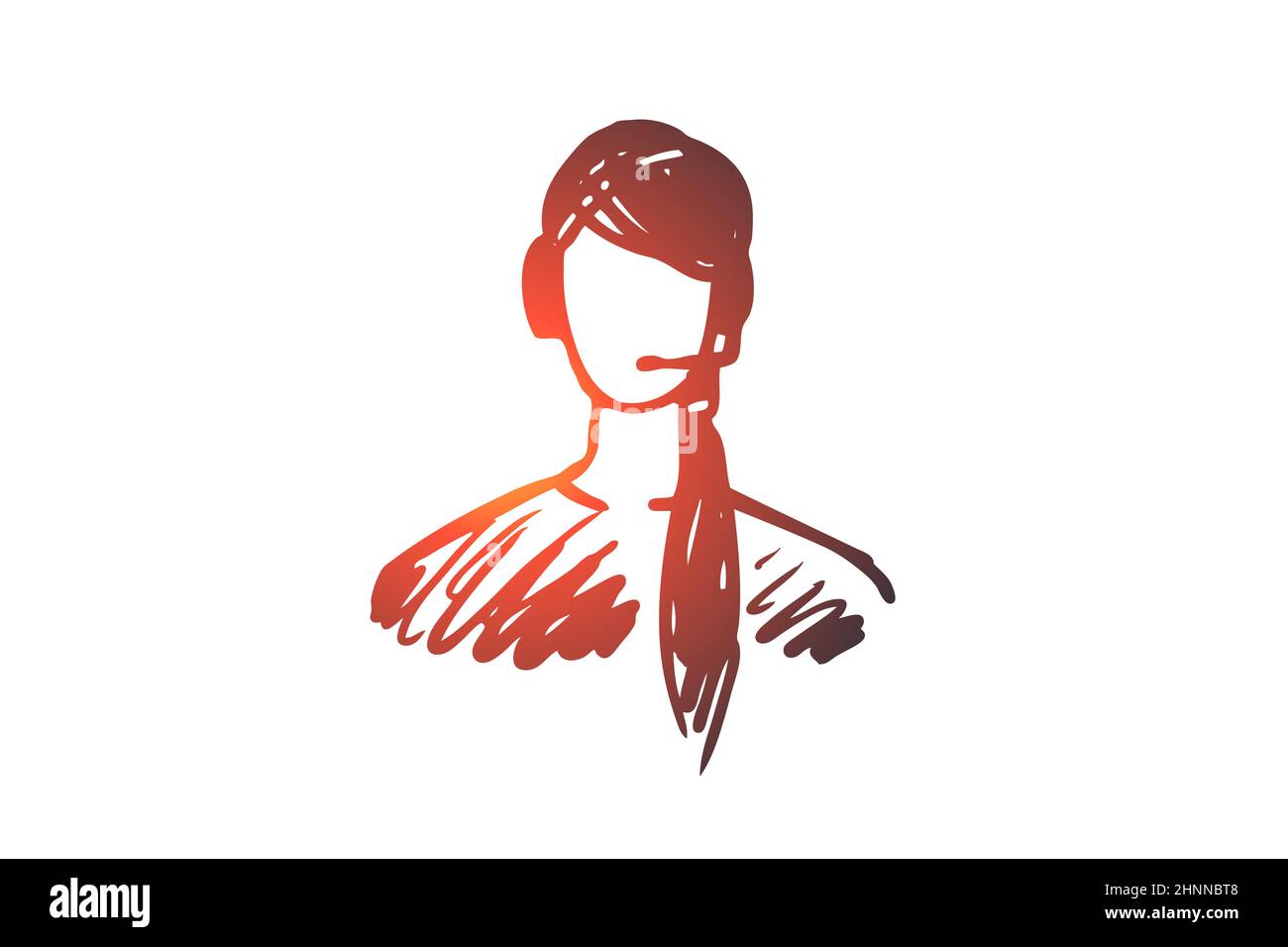 Service, customer, operator, support, help concept. Hand drawn female ...