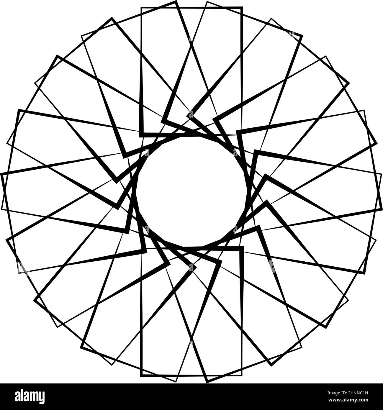 Abstract circular, radial geometric vector element, icon, illustration ...