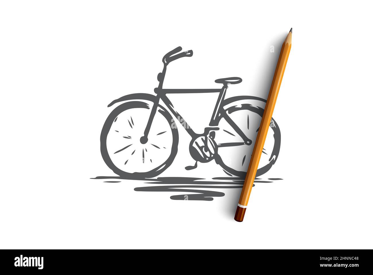 Bike, cycle, ride, wheel, bicycle concept. Hand drawn bike transport ...