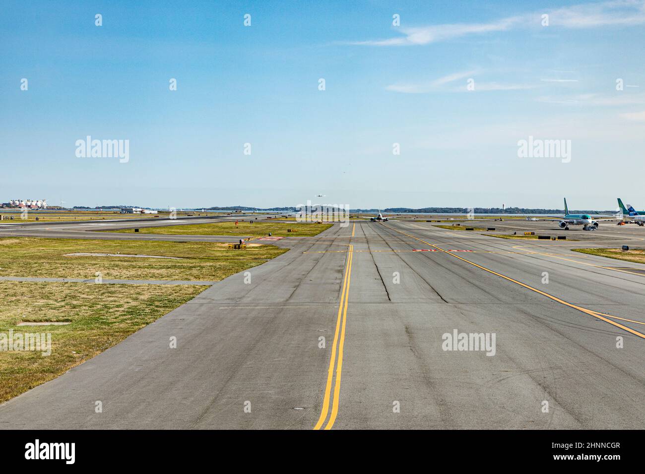 runway at Boston Logan international airport, USA Stock Photo - Alamy