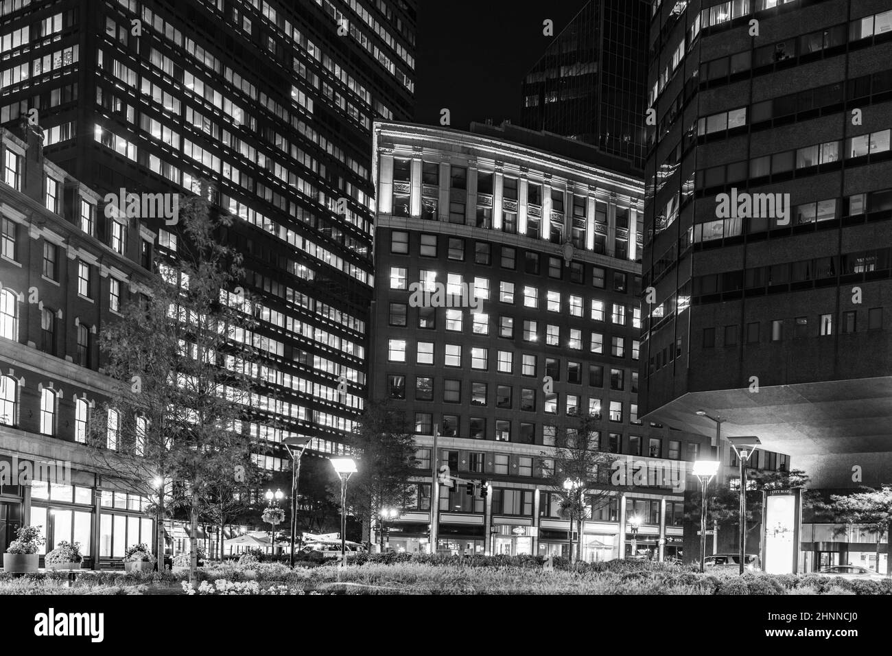 panoramic view of the historic downtown part in Boston, USA. The old ...