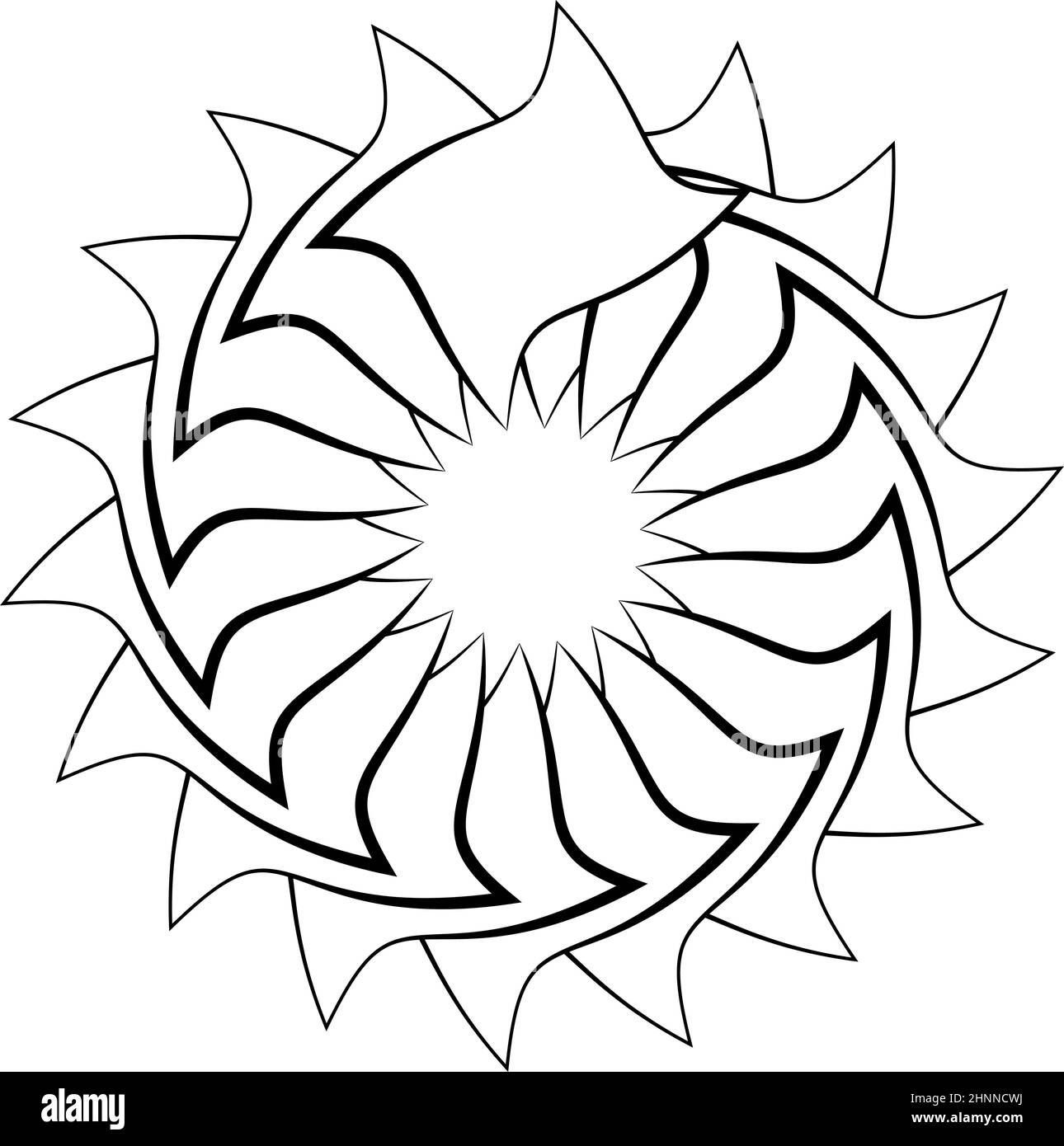 Abstract circular, radial geometric vector element, icon, illustration ...