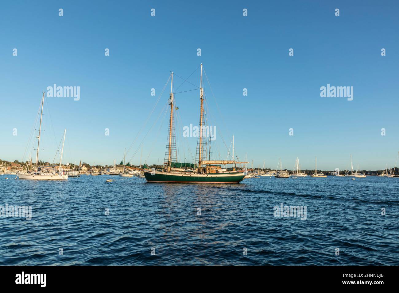 the historic sailing boat, a schooner, Tree of Life in the home harbor ...