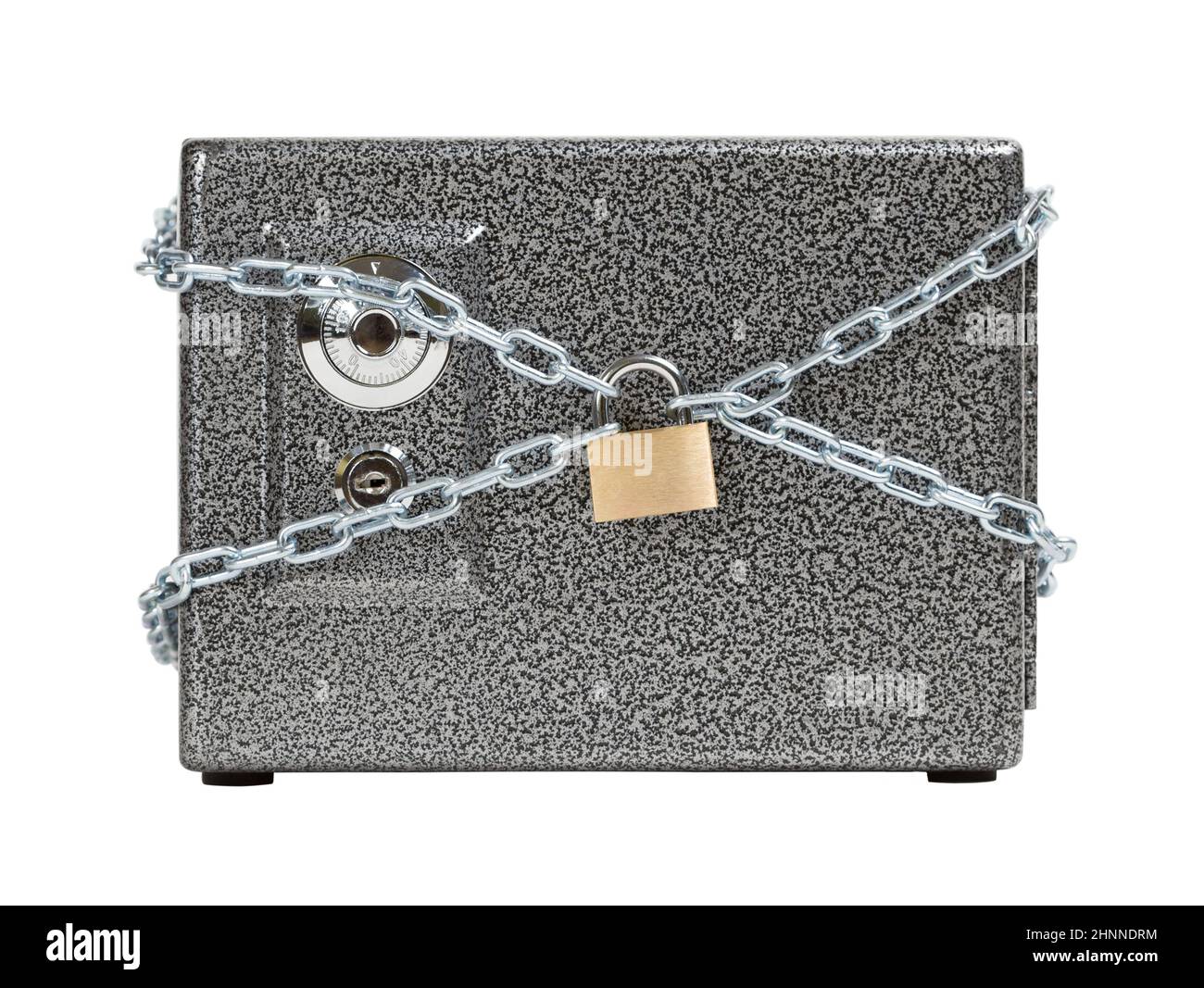 Closed safe, wrapped in chain. Keeping the money safe concept Stock ...