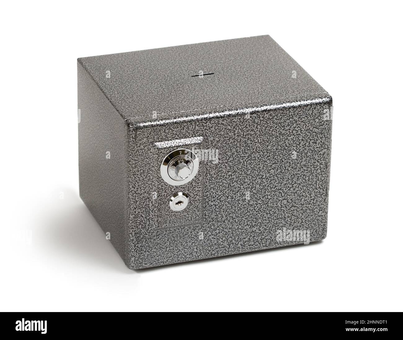 Grey metallic safe box, isolated on white Stock Photo - Alamy