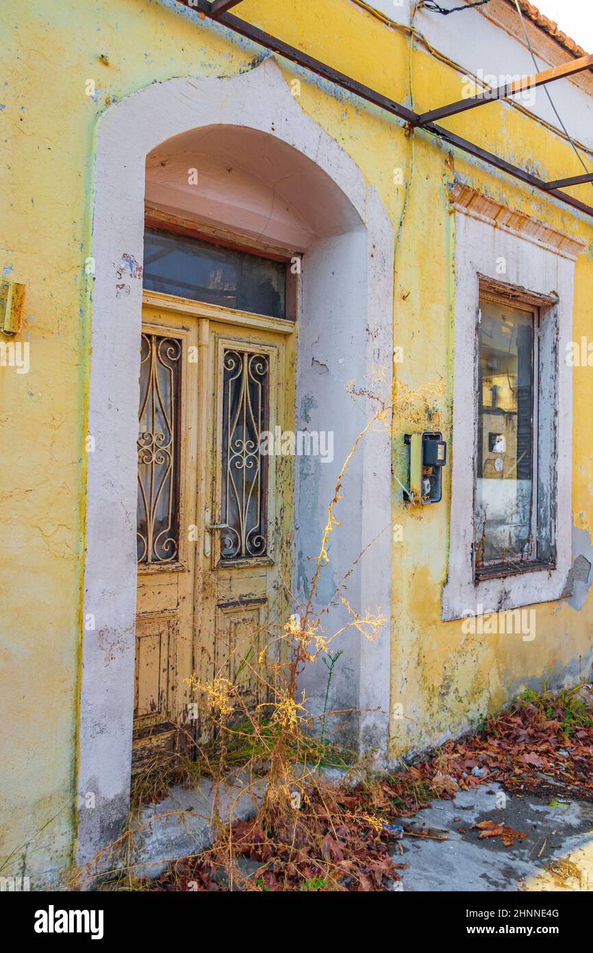Old abandoned broken and dirty houses buildings Rhodes Greece Stock ...