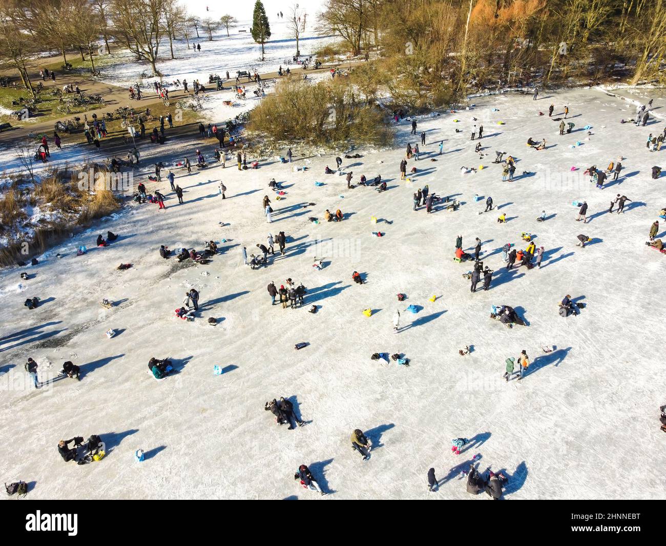 Frozen dutch canals, Amsterdam, the Netherlands Stock Photo - Alamy