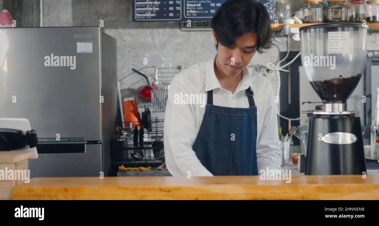 Barista espresso machine making man employee worker working hi-res ...