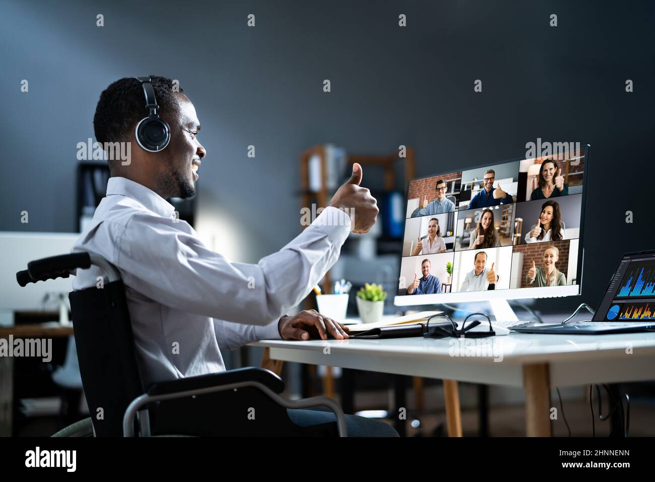 Video call night work male hi-res stock photography and images - Alamy