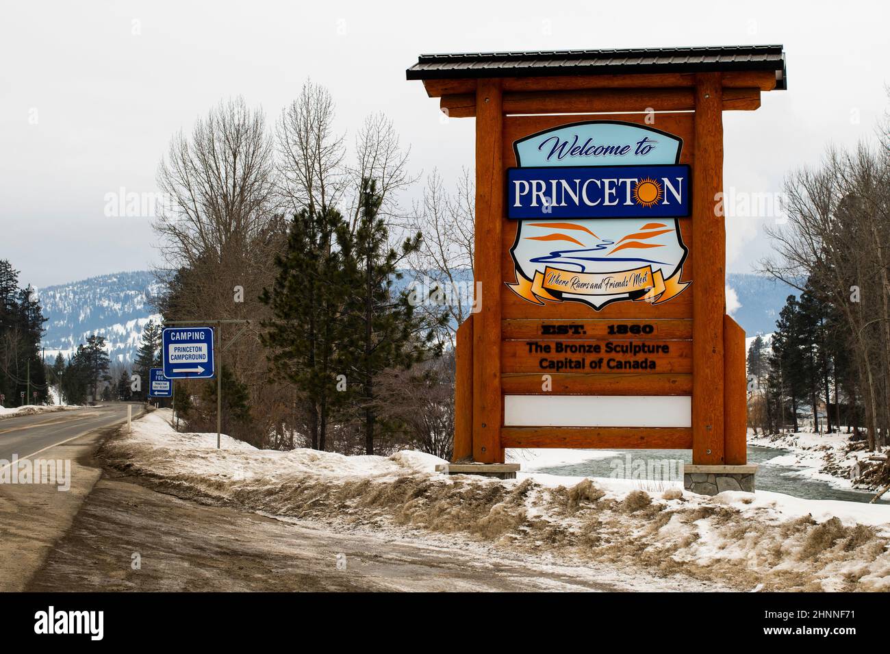 Welcome To Princeton sign in Princeton, British Columbia, Canada Stock ...