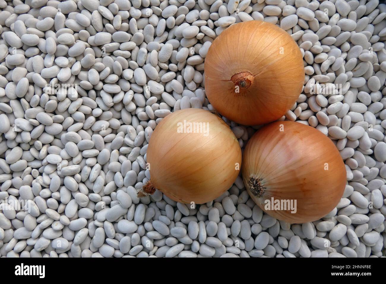 white beans and three onions in a bowl Stock Photo - Alamy