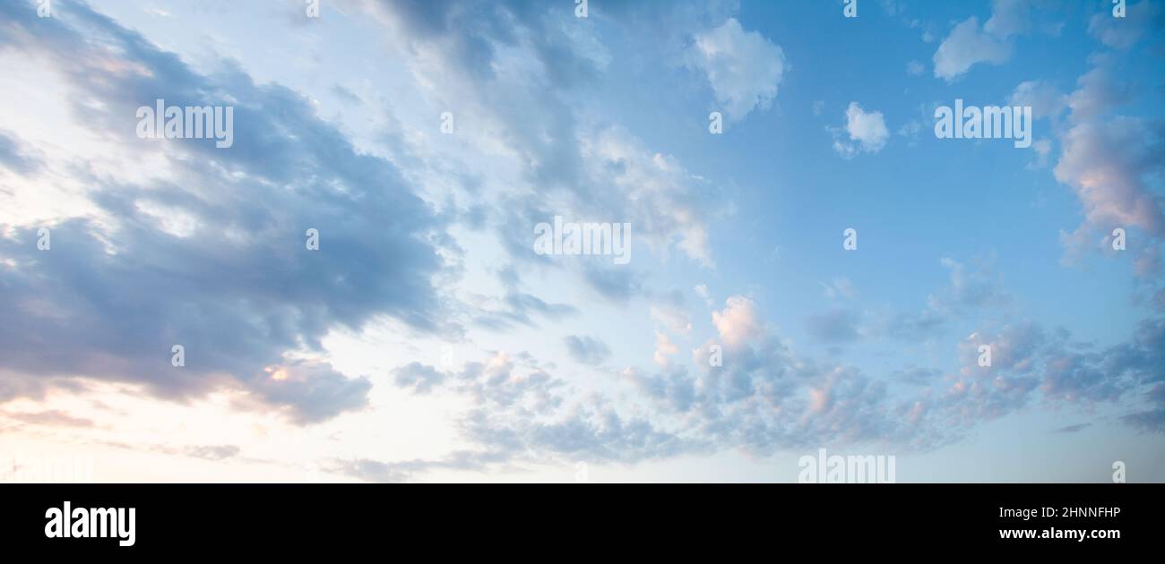 Aerial background view from of blue sky and white faint clouds ...