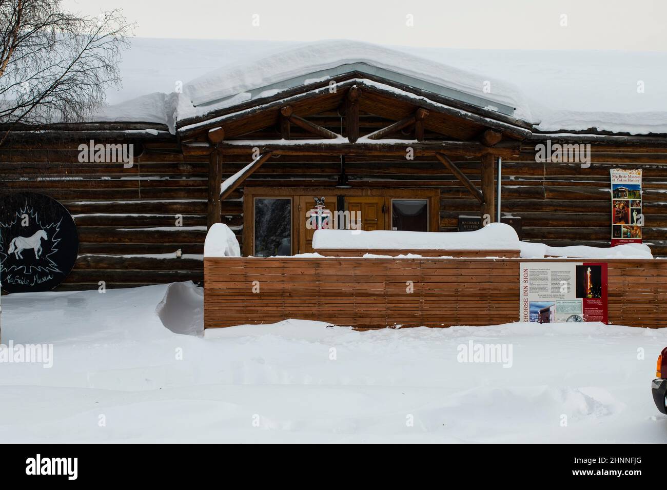 Log cabin at the MacBride Museum, Whitehorse, Yukon, Canada Stock Photo ...