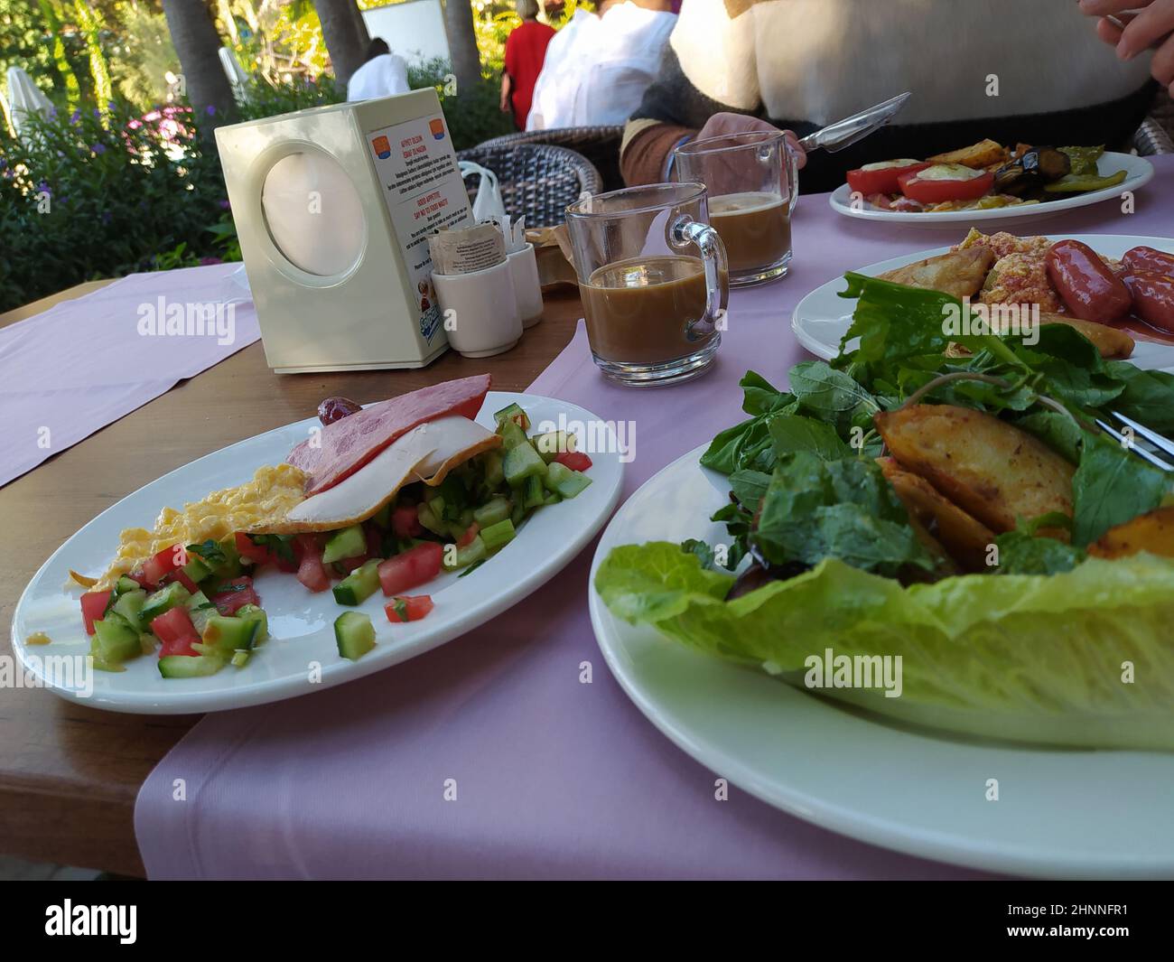 Food on the shelves in the self-service buffet with all inclusive in ...
