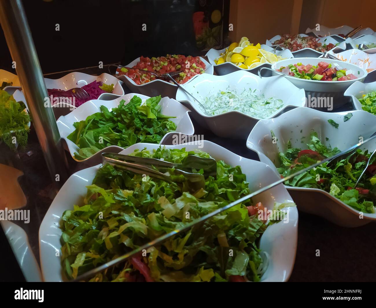 Food on the shelves in the self-service buffet with all inclusive in ...