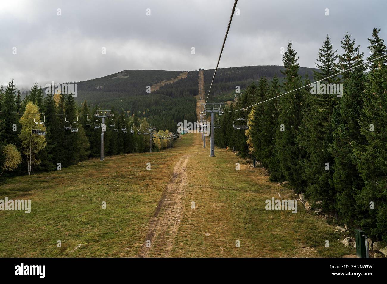 Cable car in the autumn mountains. Poland Stock Photo - Alamy