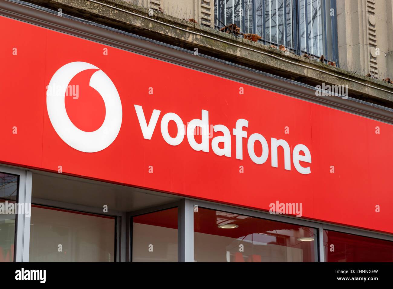 Vodsfone store in Wolverrhampton City Centre including company logo ...