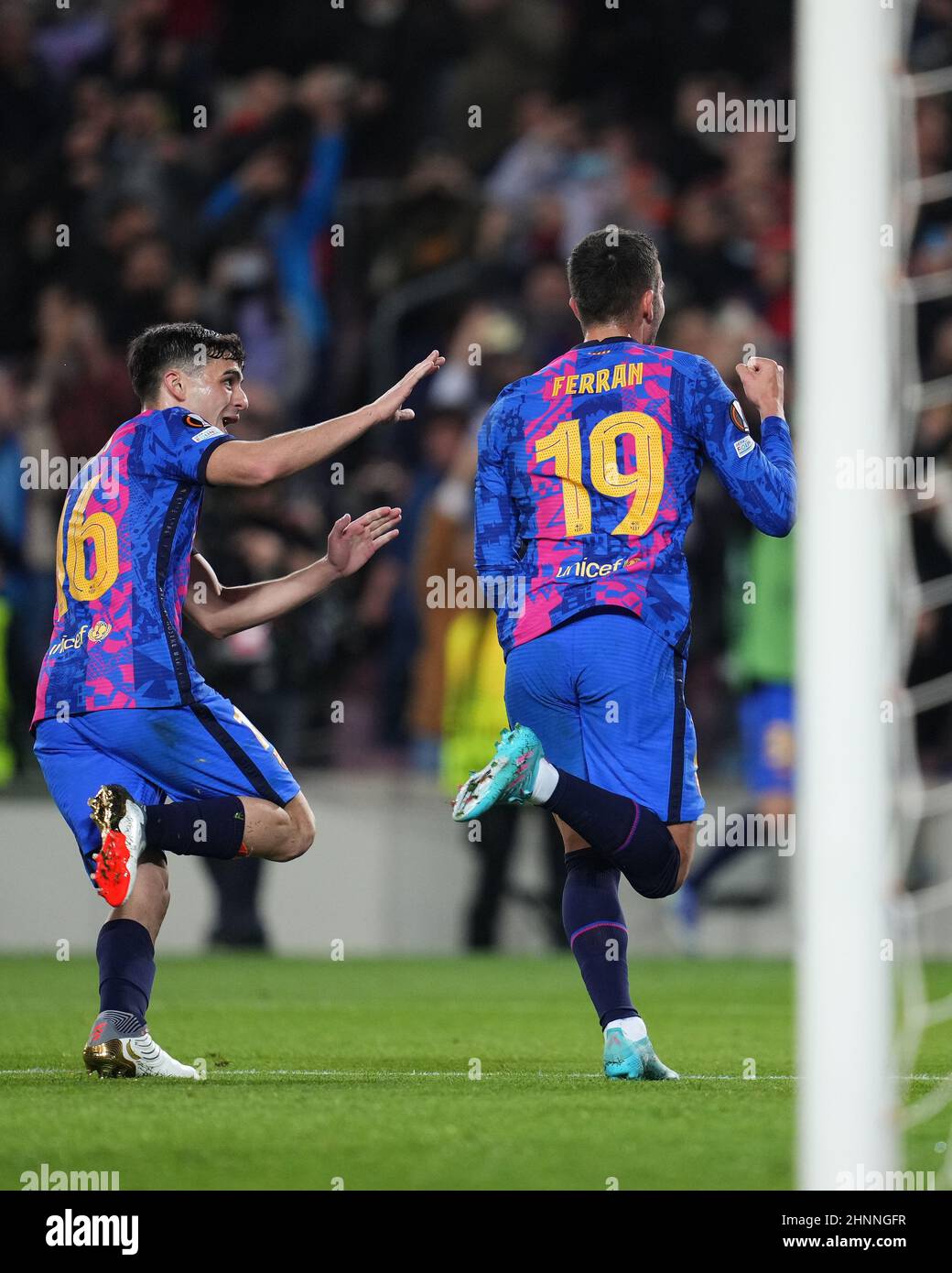Ferran Torres of FC Barcelona celebrates the 1-1 during the UEFA Europa ...