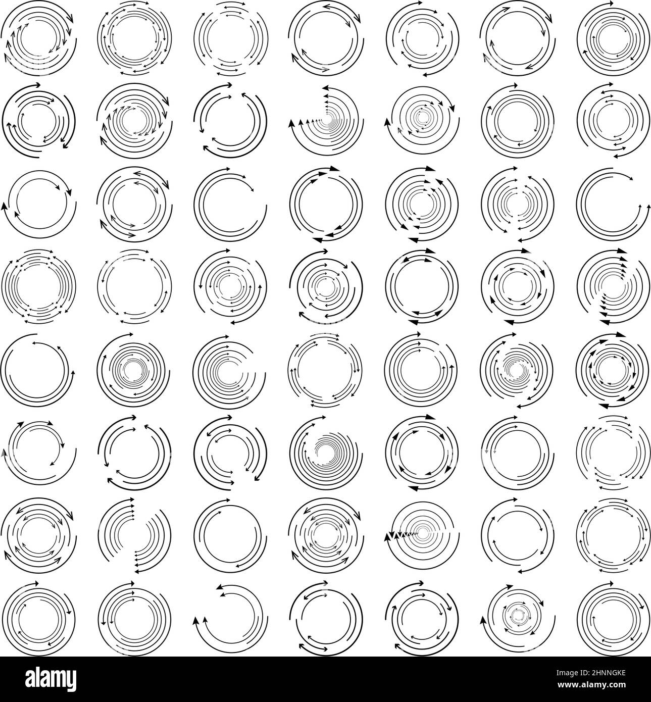 Random circular, cycle arrow element. Spiral, spinning, revolve arrows ...