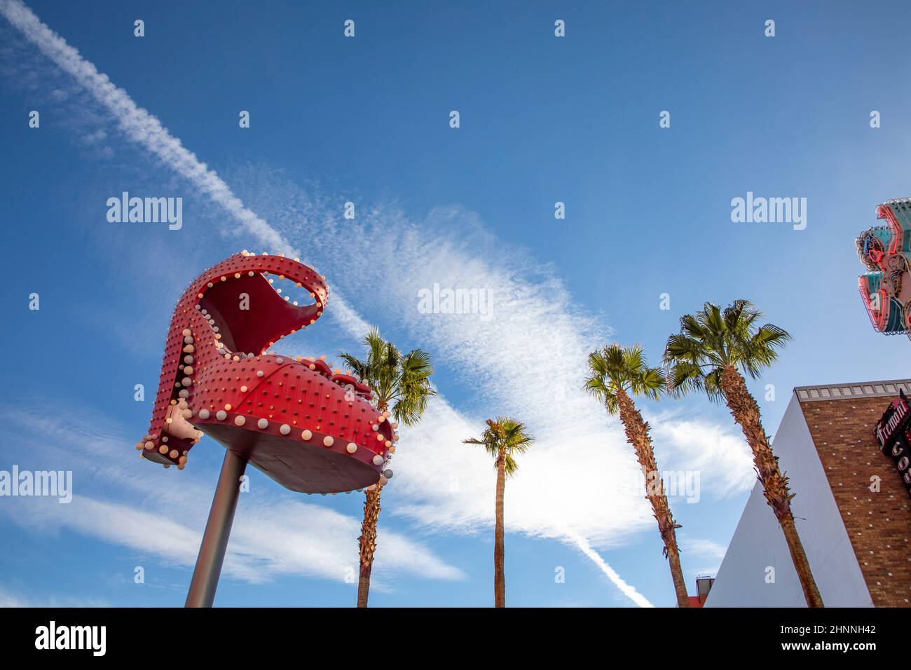 Close up of the famous Ruby Slipper neon sign, downtown Las Vegas, near ...