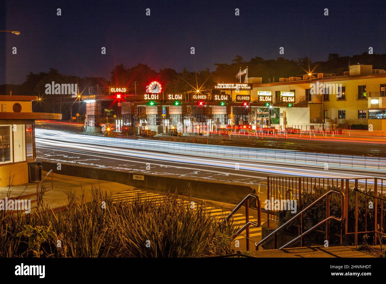 toll booth at golden gate bridge in San Francisco by night Stock Photo ...