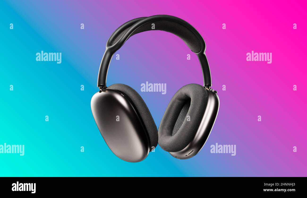 Illustration of big headphones isolated on a gradient background Stock ...