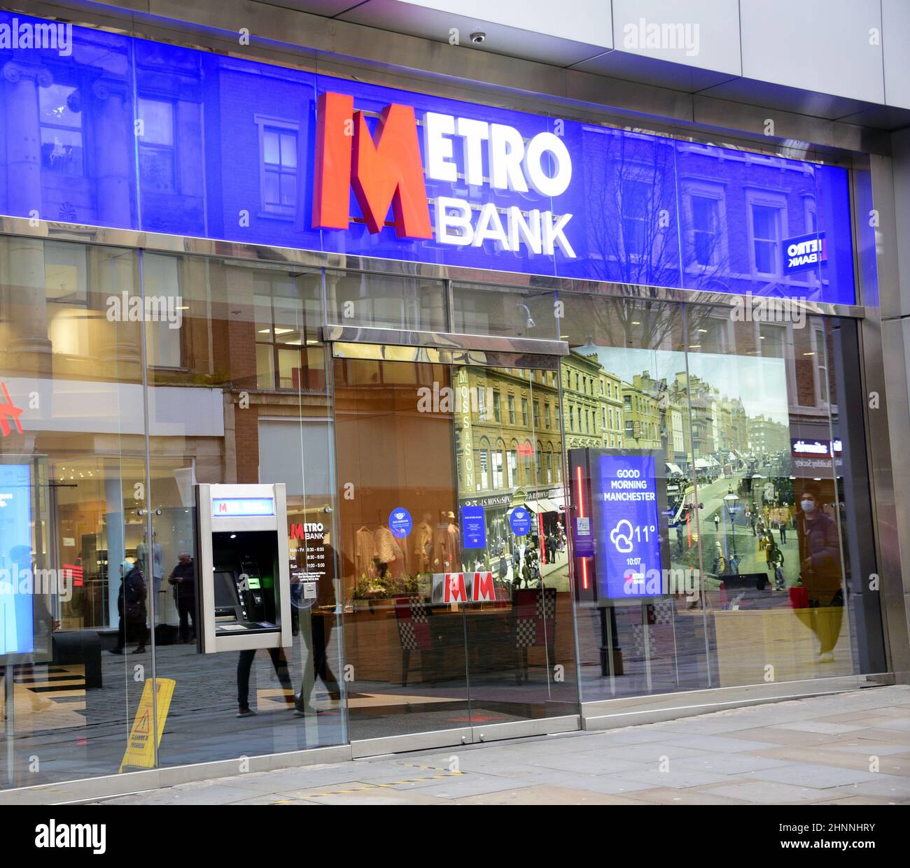 Exterior frontage of Metro Bank branch in Market Street, Manchester ...
