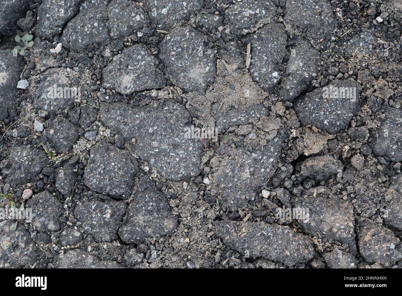 Detailed view on asphalt surfaces of different streets and roads with ...