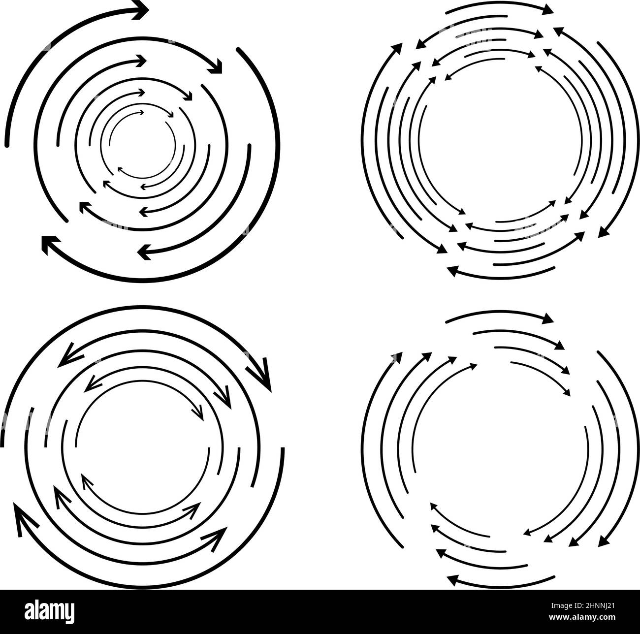 Random circular, cycle arrow element. Spiral, spinning, revolve arrows ...