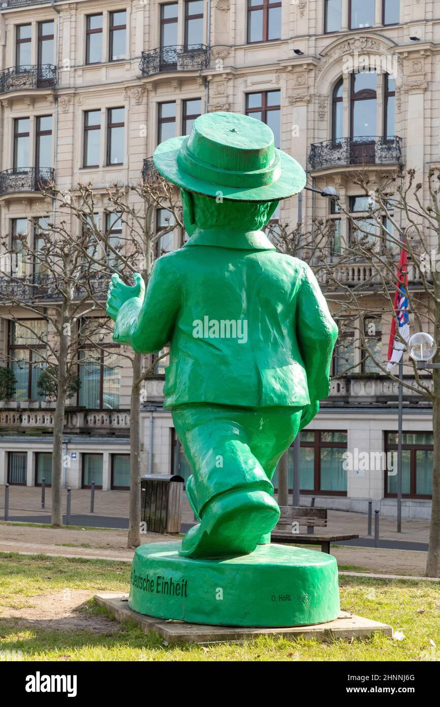 green Ampelmann as symbol for the german reunification in Wiesbaden ...