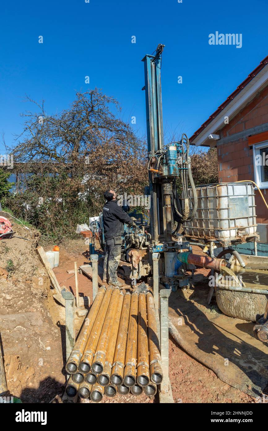 Drilling of an artesian well to capture water that will be used for ...