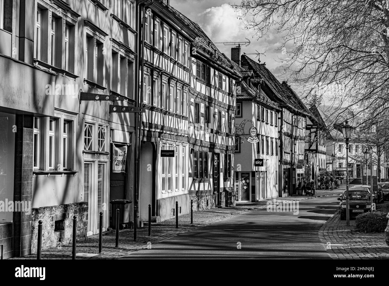 old half timbered houses in Lich , Germany. Lich still has an nearly ...
