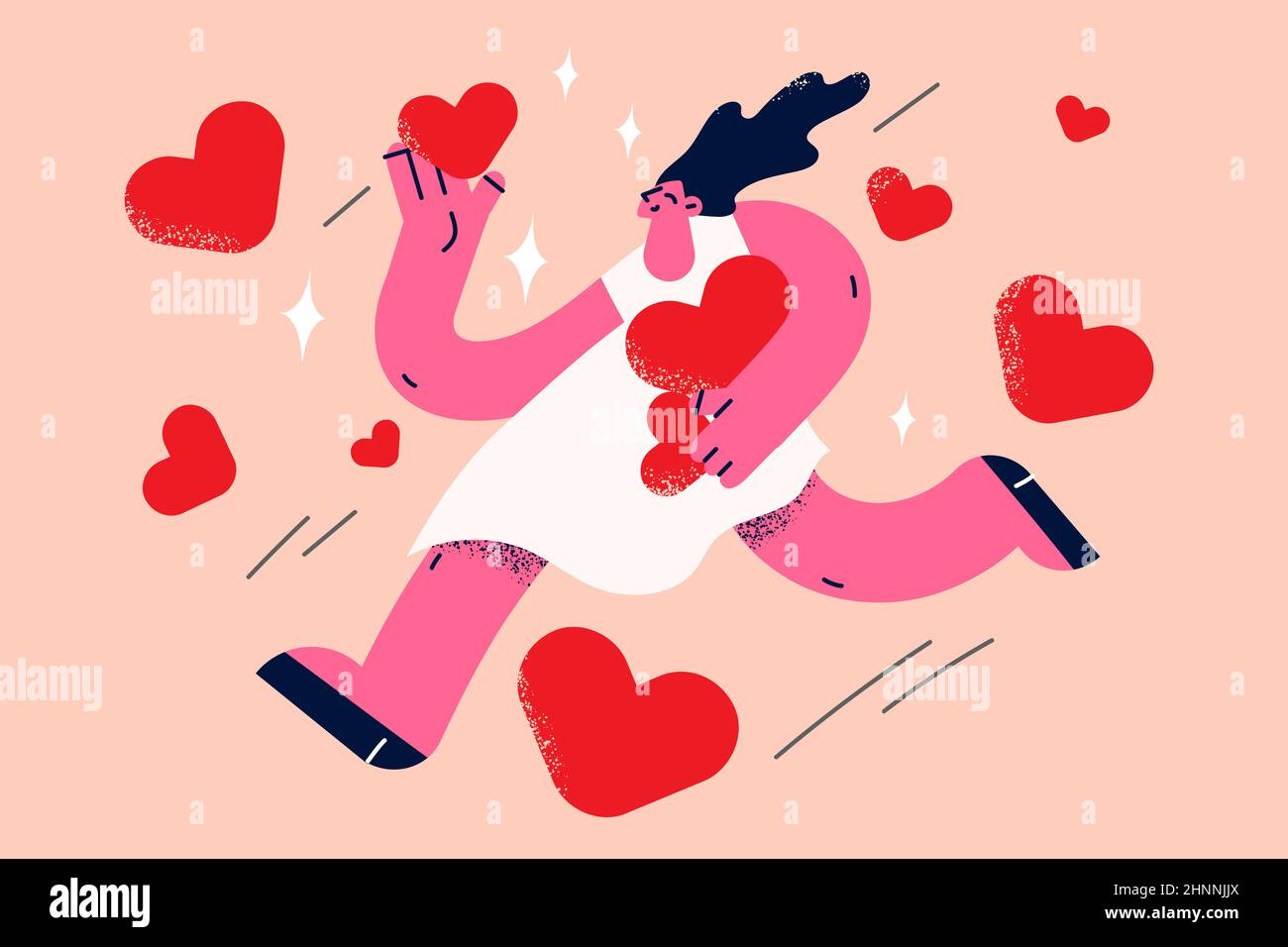 Love, happiness and positive emotions concept. Young smiling woman ...