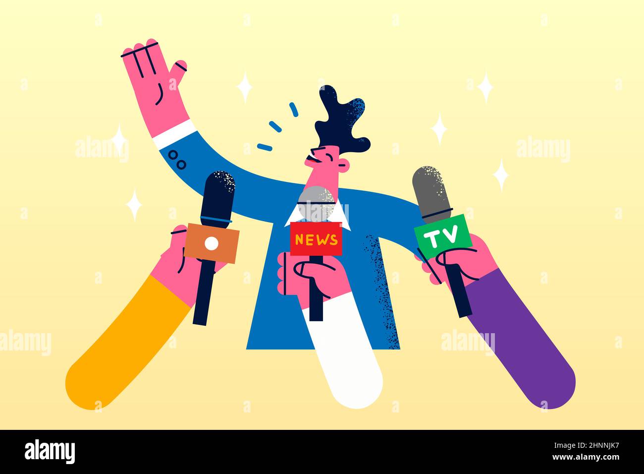 Politician, star or public speaker concept. Young smiling man cartoon ...